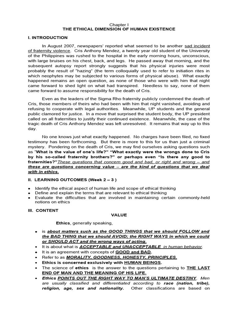 Ethics Chapter 1 1 Pdf Morality Thought