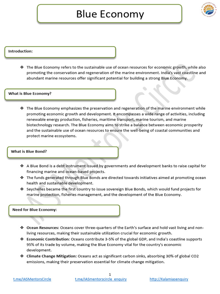Blue Economy | PDF | Sustainability | Oceans