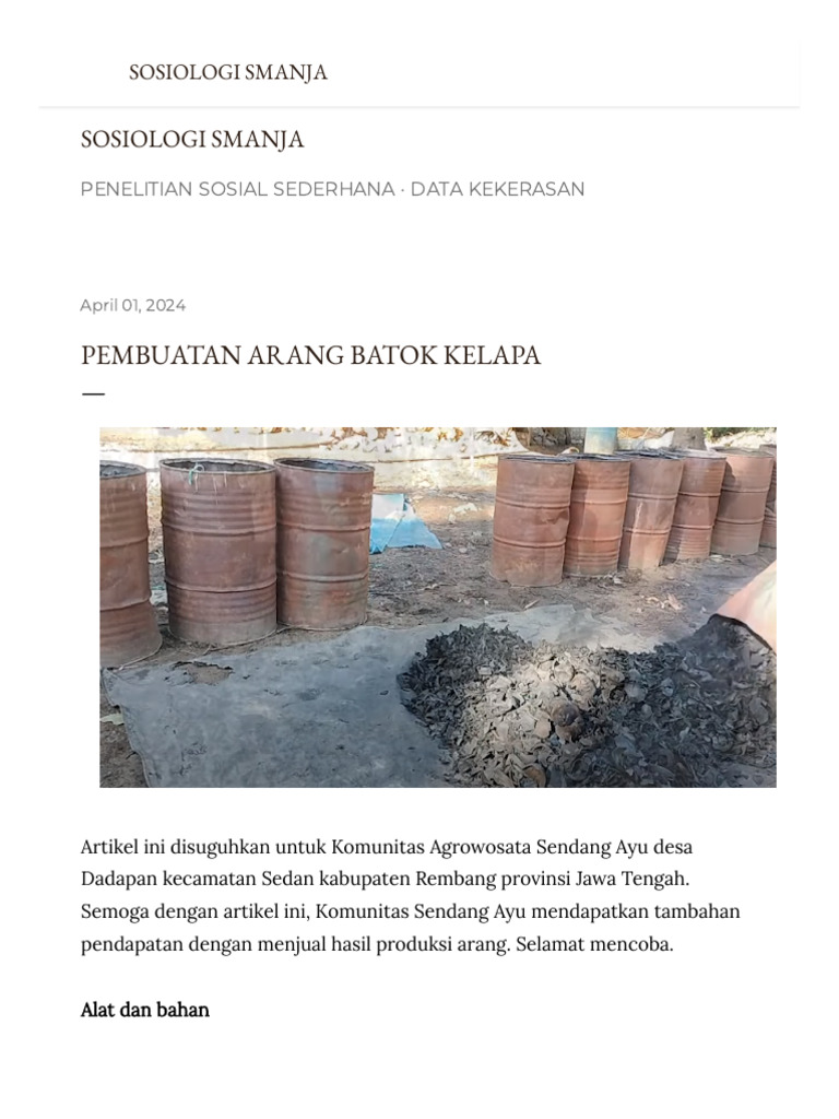 Pembuatan Arang Batok Kelapa | PDF