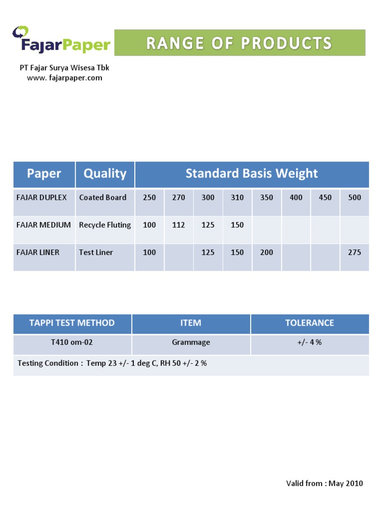 Fajar Paper Quality Standards Guide | PDF | Paper | Packaging And Labeling