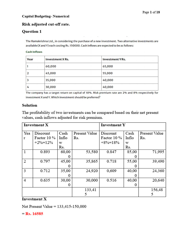 Capital Budgeting Practice Questions | PDF | Net Present Value | Capital Budgeting