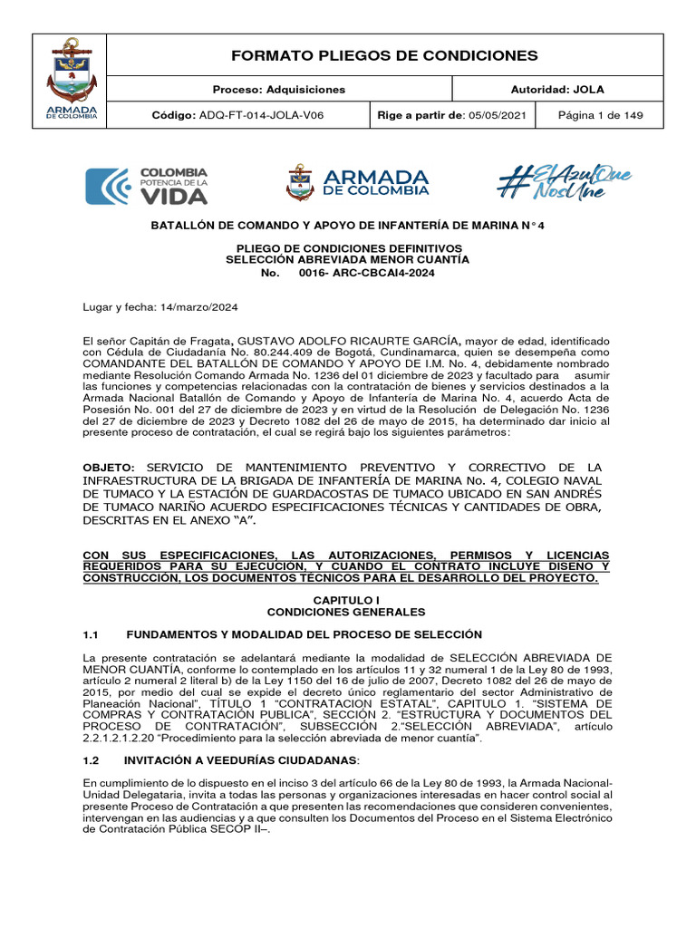 Pliego de Condiciones Definitivo | PDF