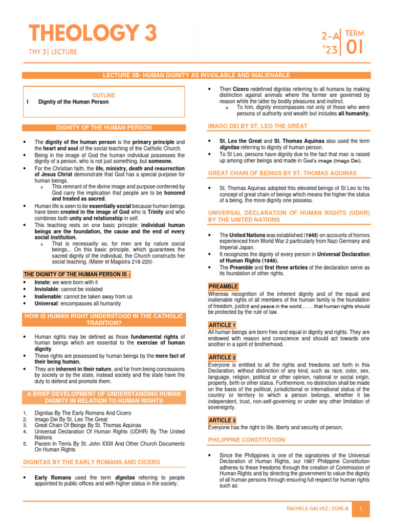 THY3 - Leture 3B - Human Dignity As Inviolable and Inalienable | PDF ...