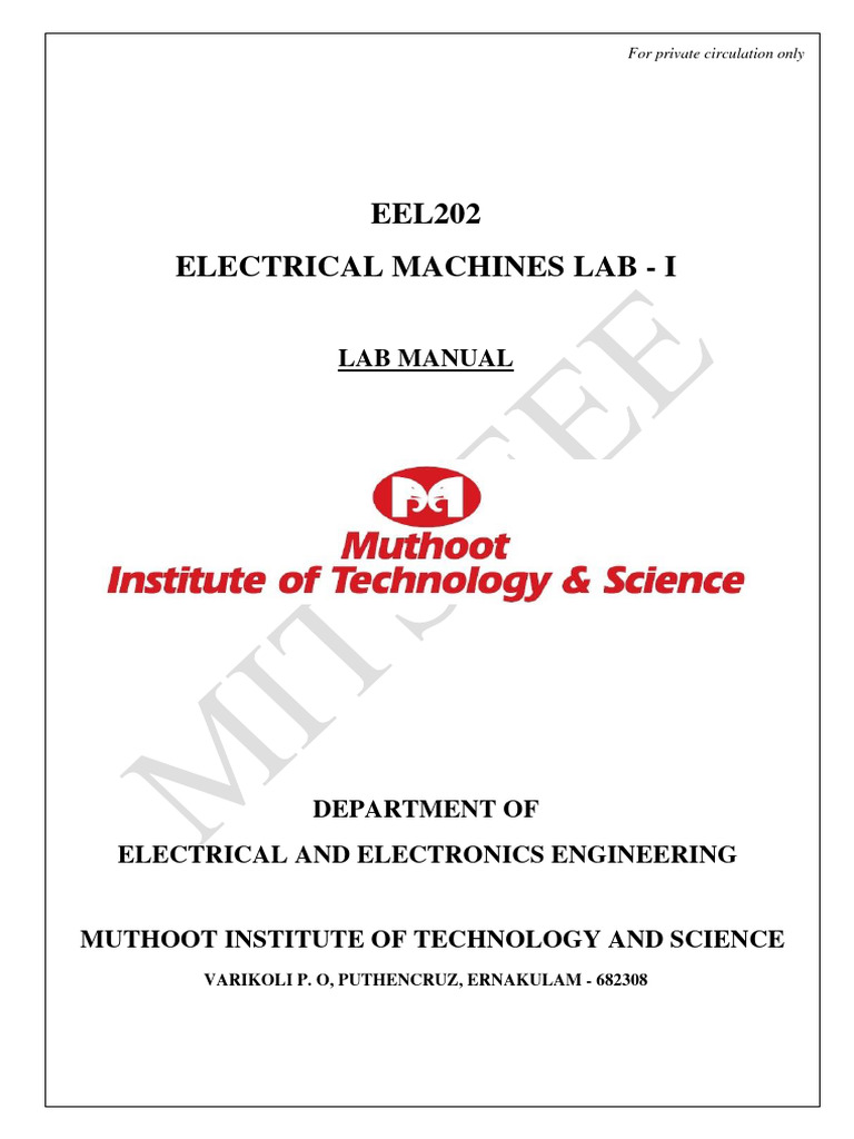 Eel 202 em Lab 1 Student Manual | PDF | Electric Motor | Transformer