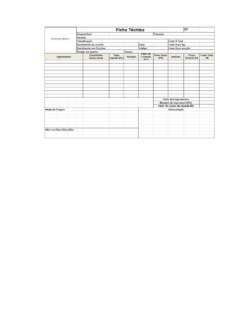 FICHA EM BRANCO | PDF