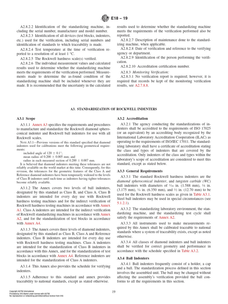 ASTM E18 (2019) - Part19 | Download Free PDF | Verification And ...