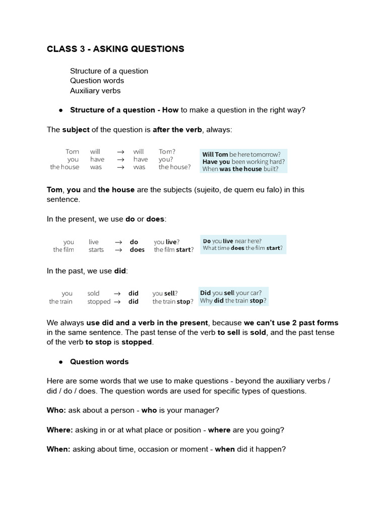 English Question Formation Guide | PDF