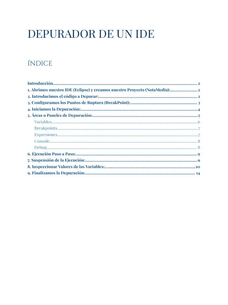 Depurador de Un Ide | PDF | Entorno de desarrollo integrado | Variable (informática)