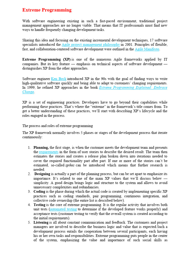 Extreme Programming | PDF | Scrum (Software Development) | Software Development Process