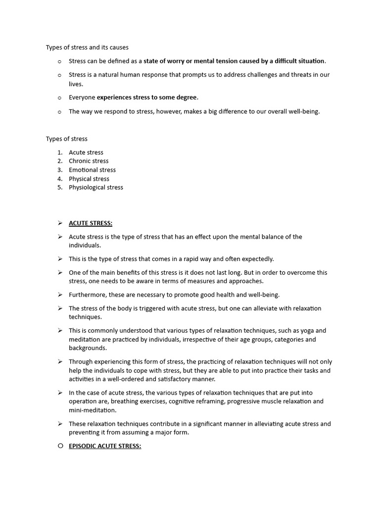 Types of Stress and Its Causes | PDF | Stress (Biology) | Mental Health
