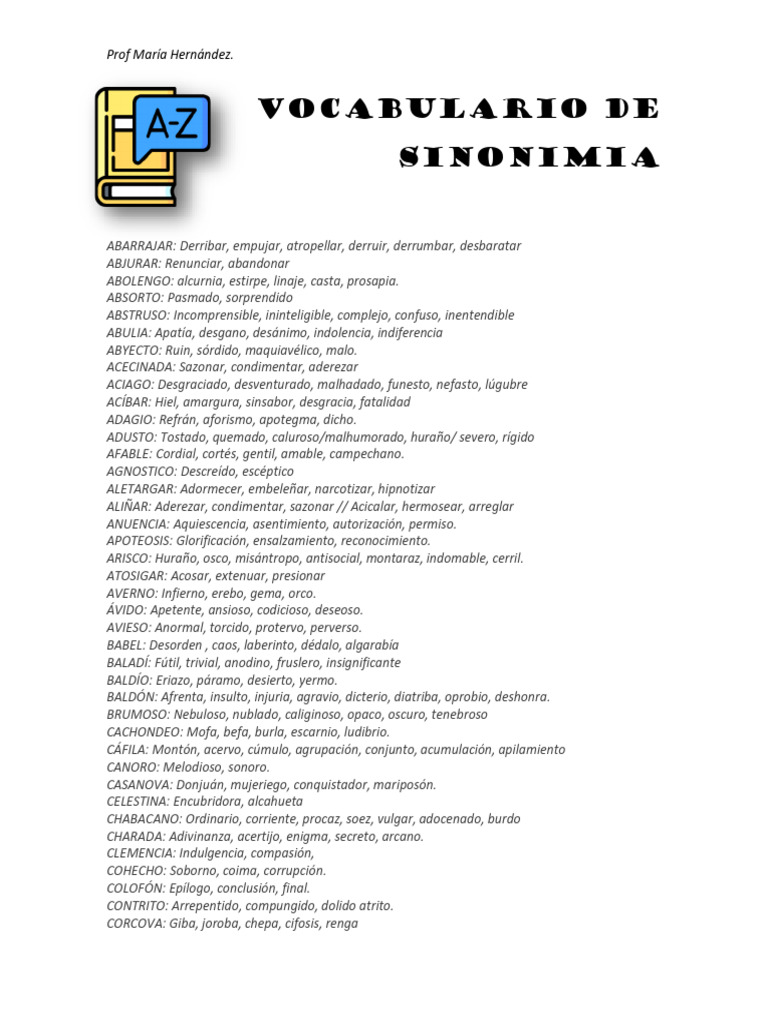 Listado de Sinónimos.. | PDF