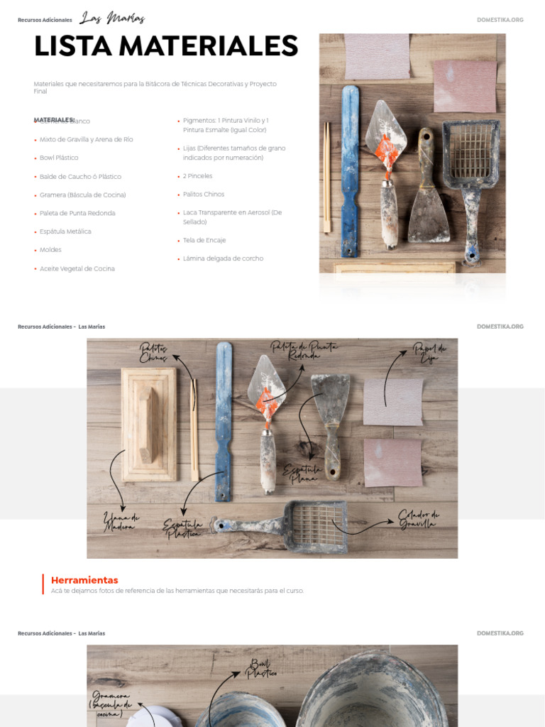 Lista de Materiales T Cnicas Decorativas en Concreto | PDF | Pinturas | Materiales