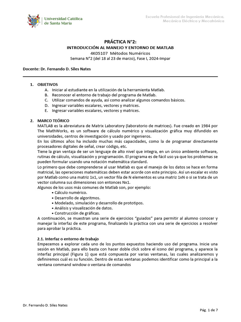 Introducción a MATLAB para Ingeniería | PDF | Matriz (Matemáticas) | Matlab
