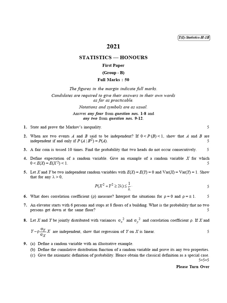 H-1B Statistics Exam Questions | PDF | Random Variable | Probability ...