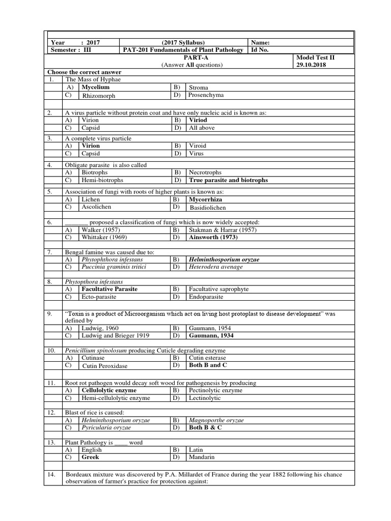 Pat 201 | PDF | Fungus | Parasitism