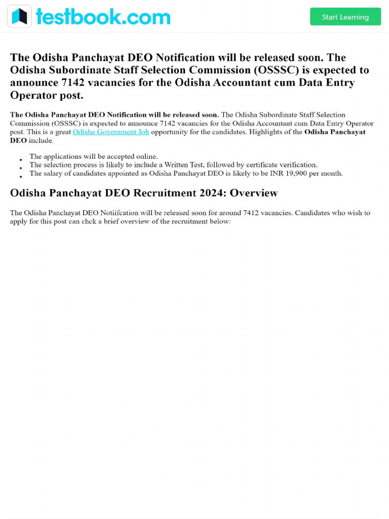 Odisha Panchayat DEOExam Info | PDF