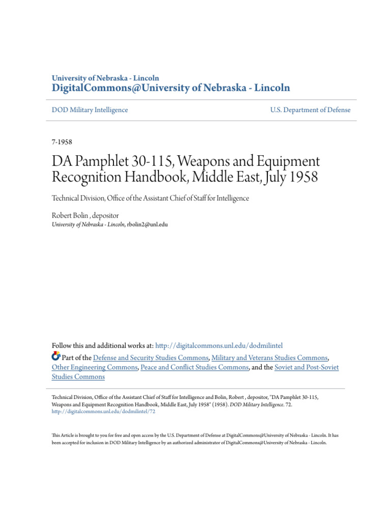 DA Pamphlet 30-115, Weapons and Equipment Recognition Handbook, Middle ...