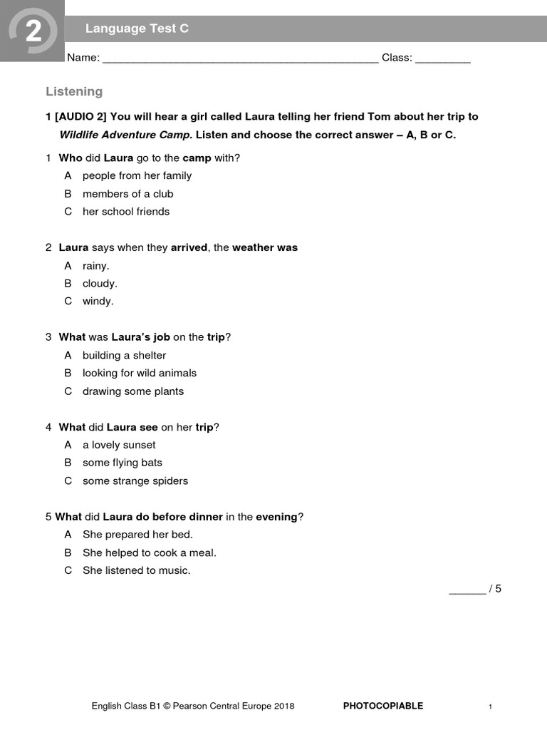 B1 English Language Test C | PDF | English Language