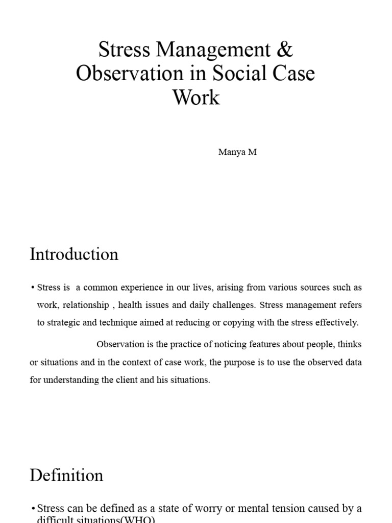 Stress and Observation | PDF | Stress (Biology) | Psychological Concepts