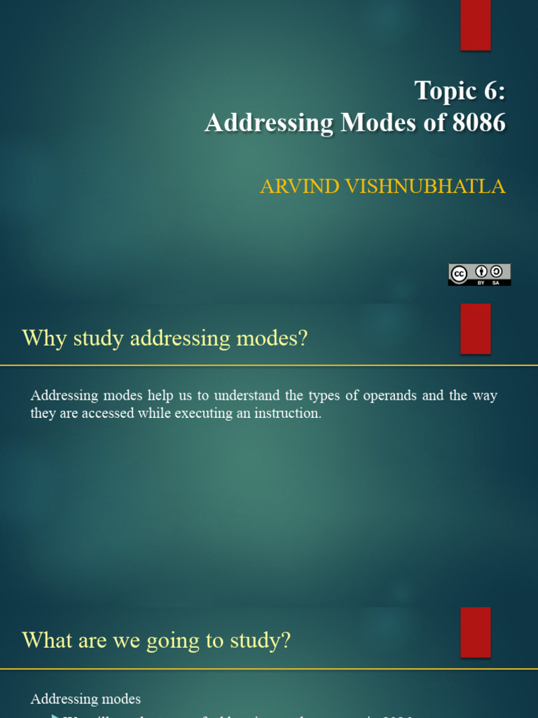 Addressing Modes of 8086 MR ARVIND VISHNUBHATLA | Download Free PDF ...