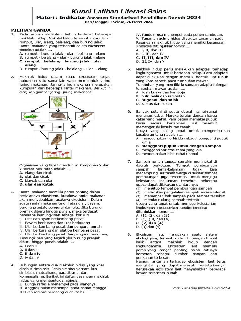 Kunci Literasi Sains Siap TPM 3 | PDF