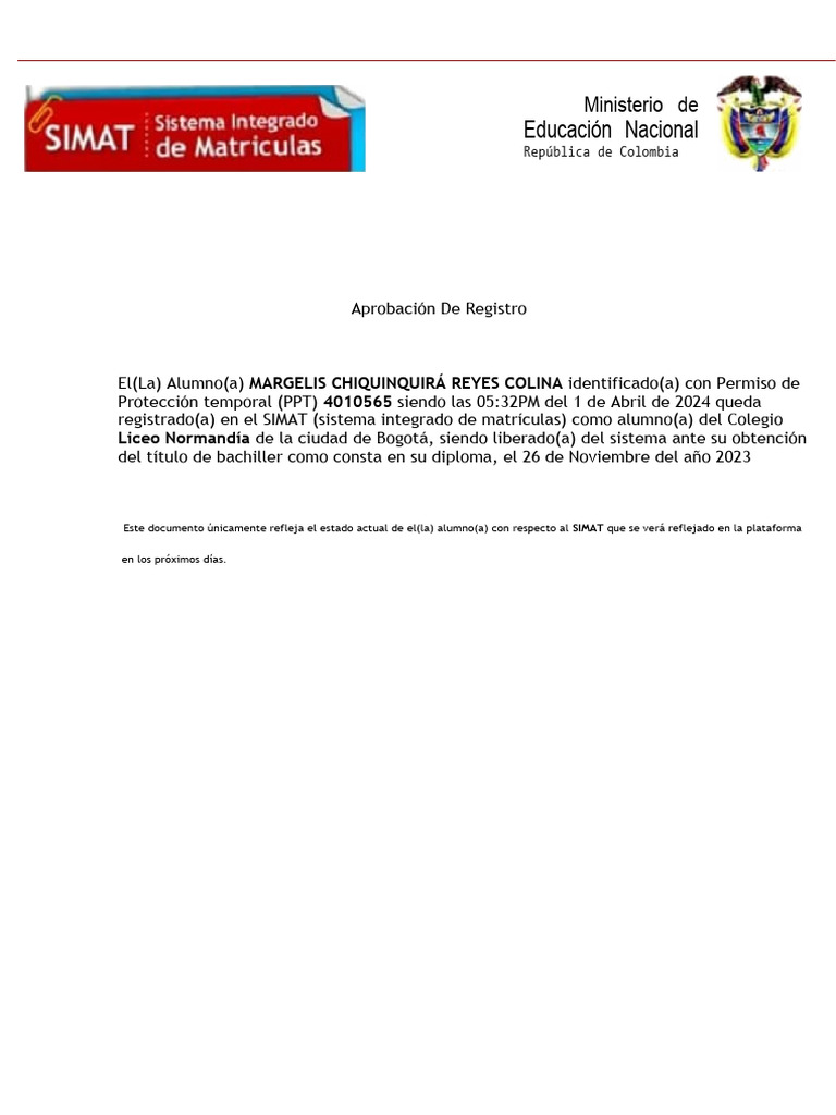 Certificado SIMAT | PDF