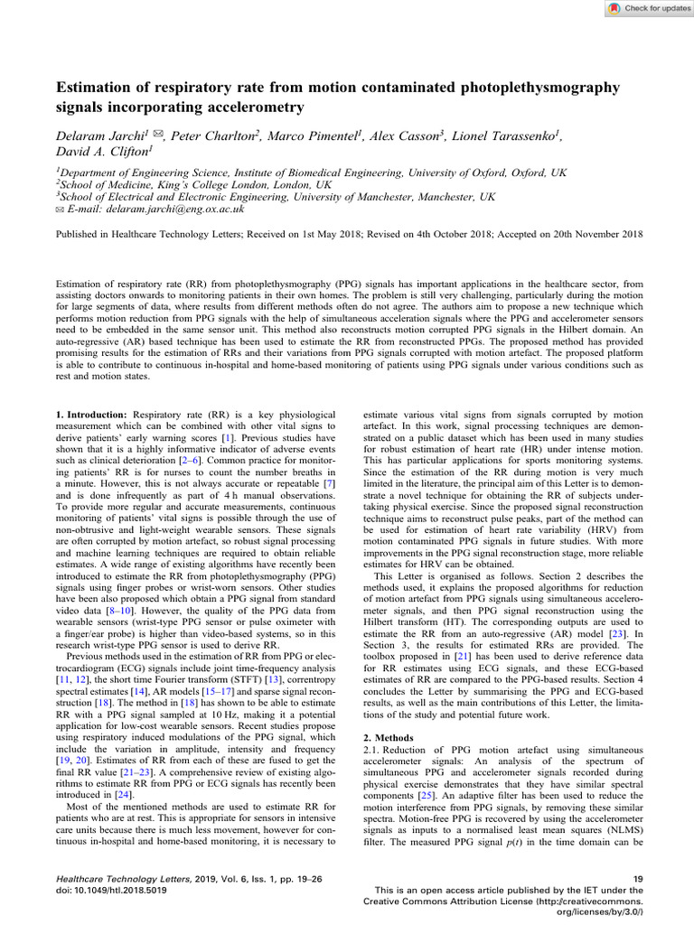 Healthcare Tech Letters - 2019 - Jarchi | PDF | Spectral Density ...