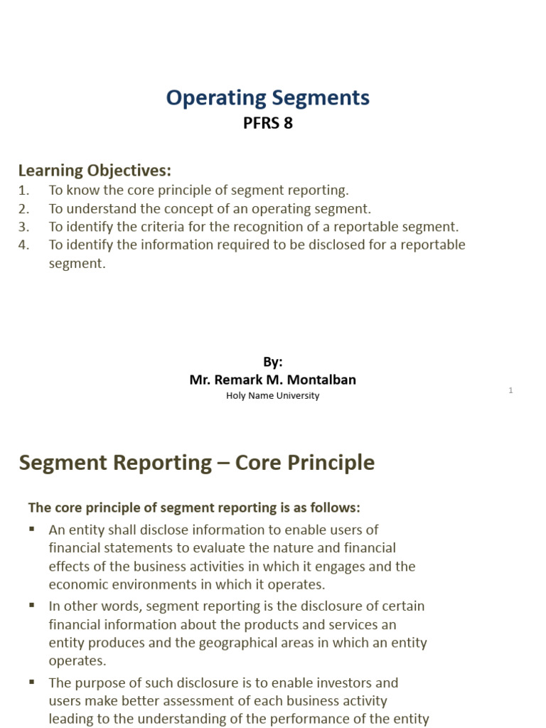 Operating Segments | Download Free PDF | Revenue | Financial Statement
