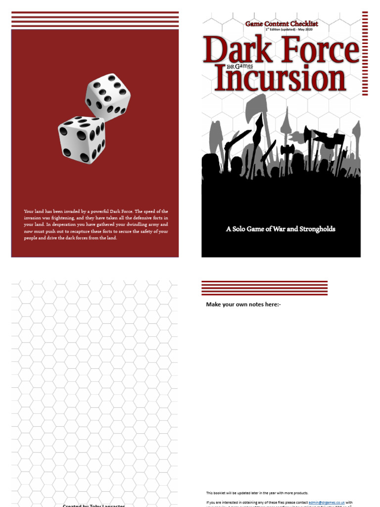 Dark Force Incursion - Checklist Booklet | PDF