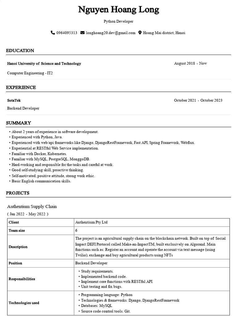 NguyenHoangLong PythonDeveloper | PDF | Unit Testing | Python ... NguyenHoangLong PythonDeveloper | PDF | Unit Testing | Python ...