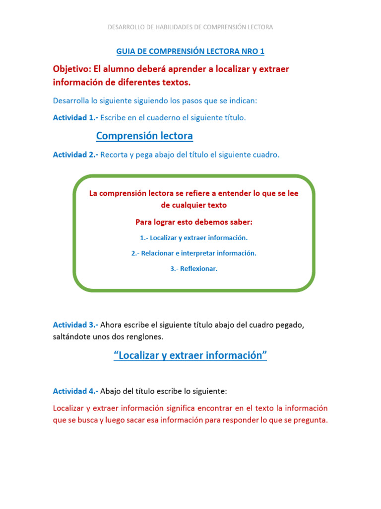 guia-de-comprensión -lectora-nro-1 | PDF | Comprensión lectora