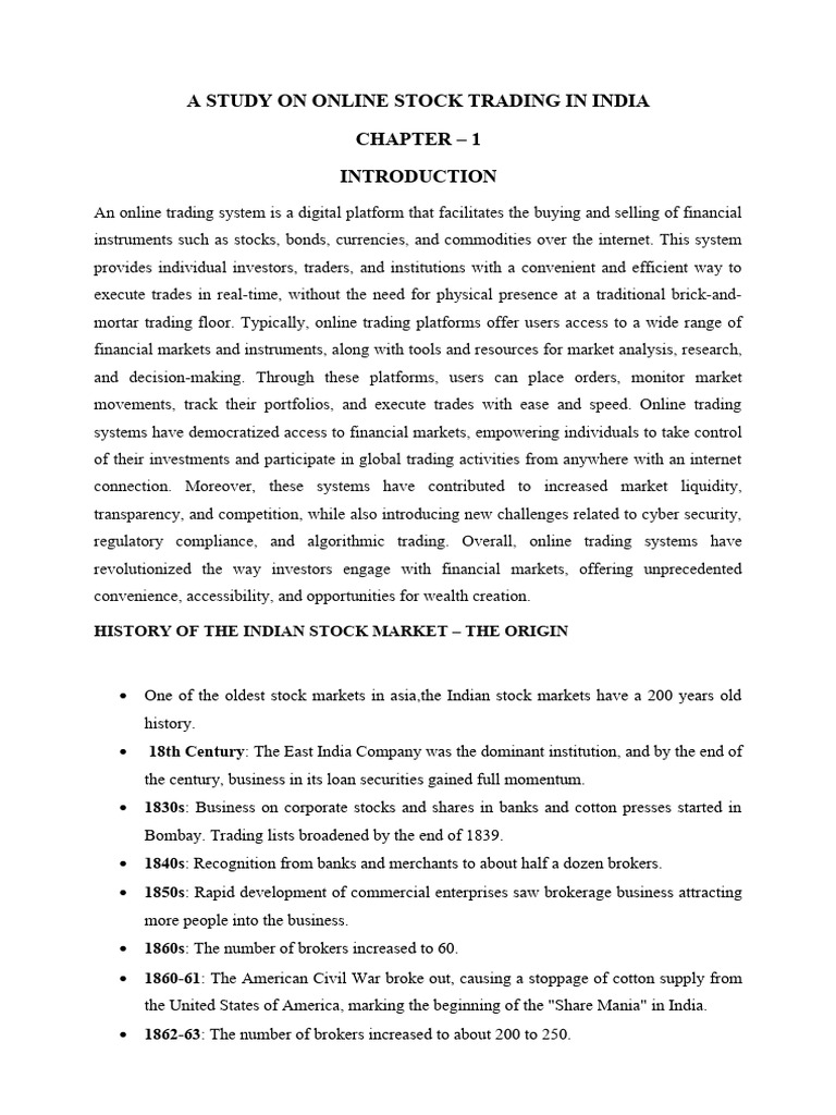 Online Stock Trading in India Overview | PDF | Algorithmic Trading ...