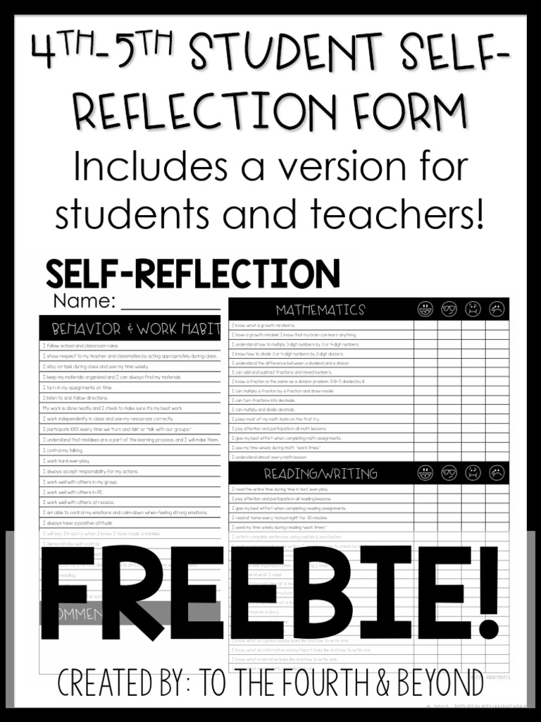 4th-5th Grade Self-Reflection Form | PDF | Division (Mathematics ...