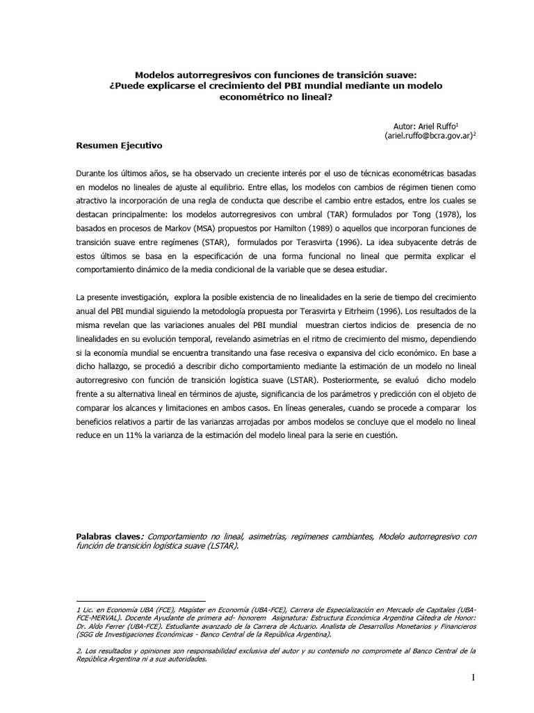 Modelos STAR - Puede Explicarse El Crecimiento Del PBI Mundial Por ...