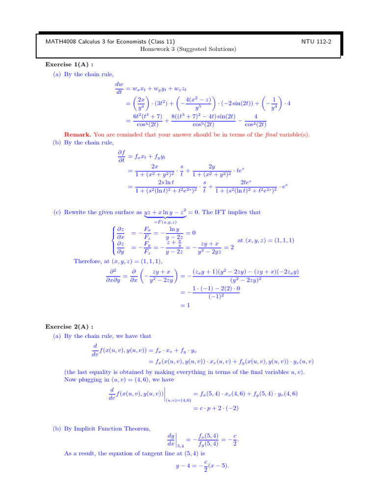 HW3 Solution11 | PDF | Derivative | Gradient