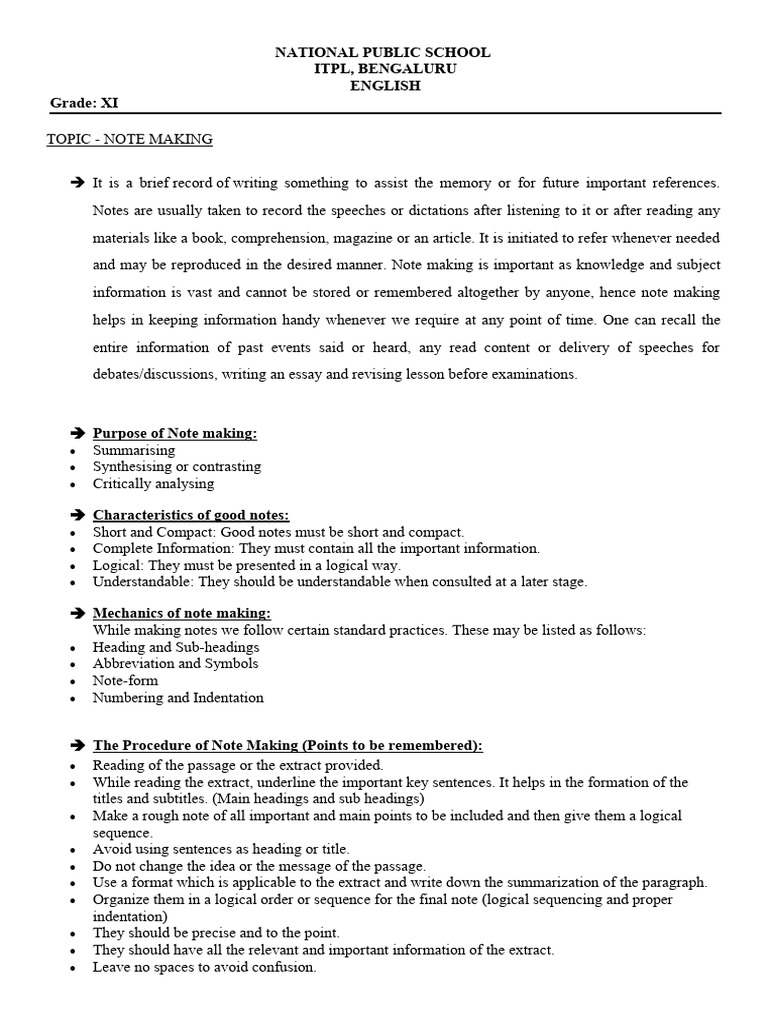 Note Making | PDF | Information | Human Communication