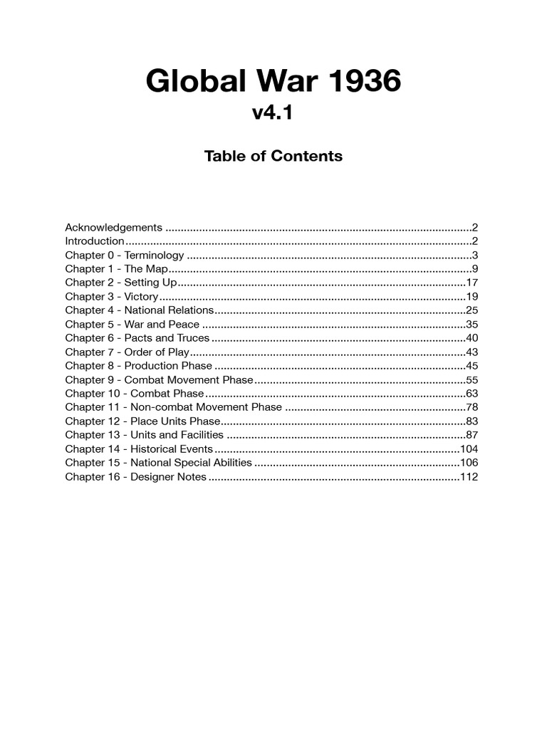 Global War 1936 v4.1 Rules | PDF | Warships | Navies