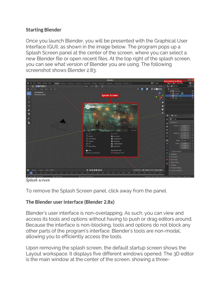 Starting Blender | PDF | Blender (Software) | Cursor (User Interface)