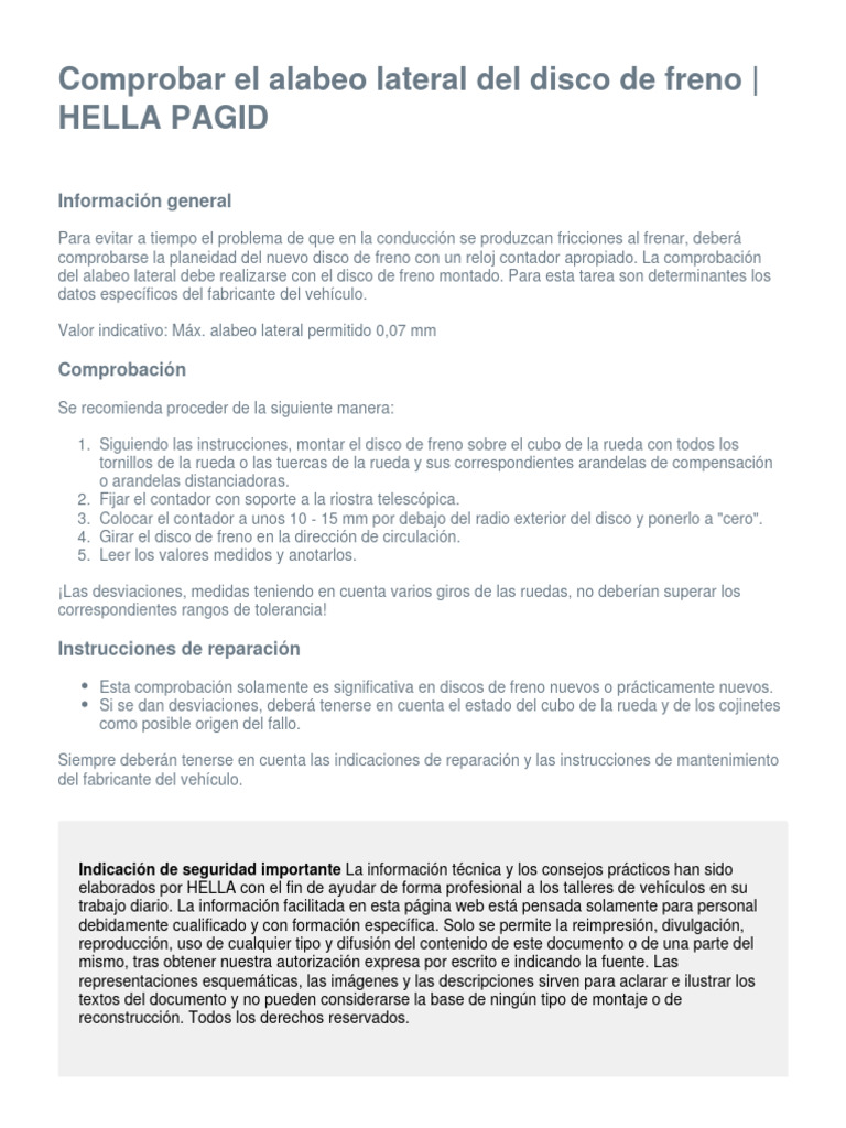Comprobación de Alabeo en Discos de Freno | PDF