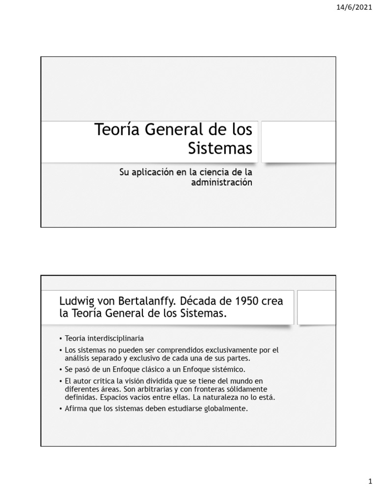 Presentación Teoría de los Sistemas | PDF | Sistema | Realimentación