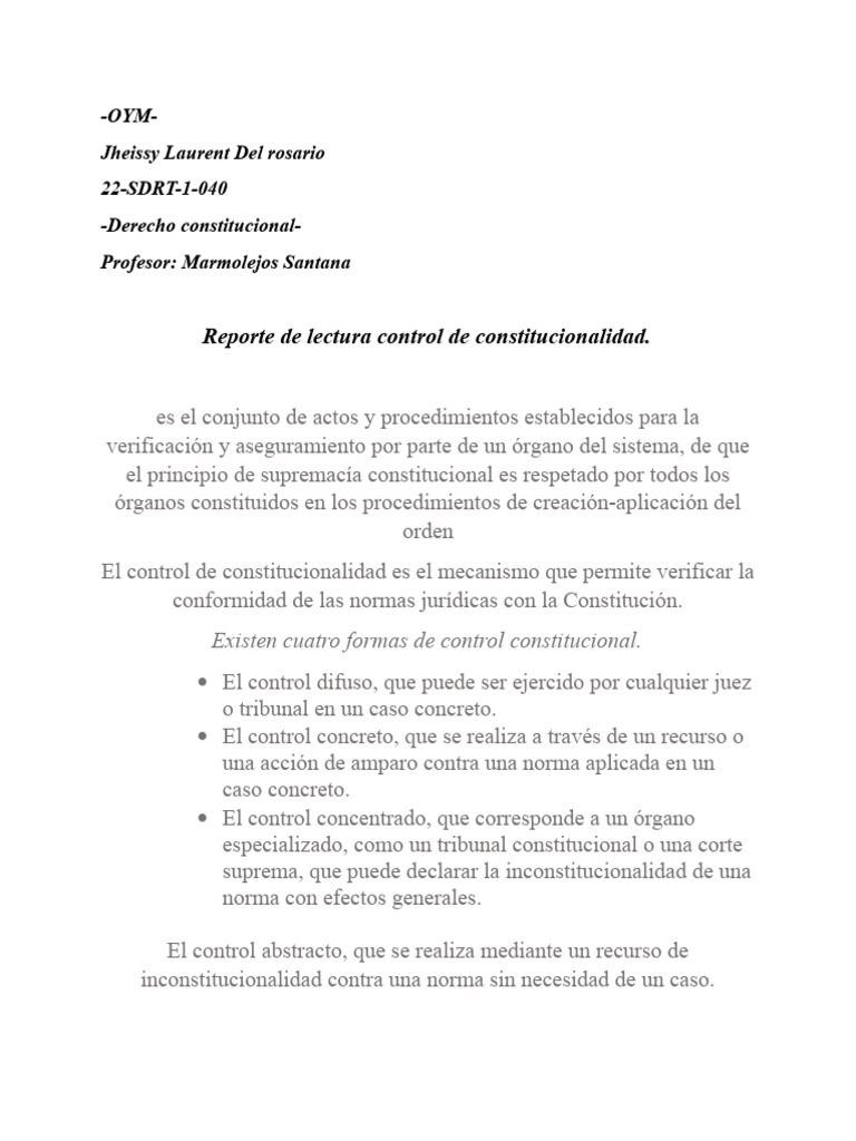 Formas de Control Constitucional | PDF