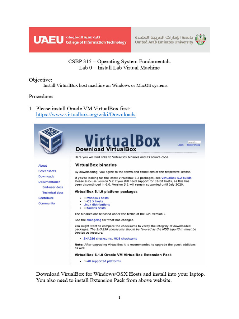 Installing Lab Virtual Machine Setup | PDF