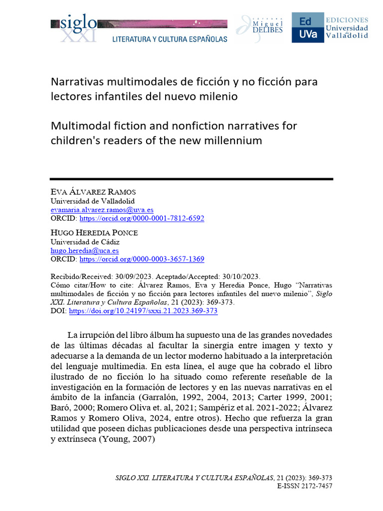 Narrativas Multimodales de Ficcion y No Ficcion Pa | PDF | Escritura ...