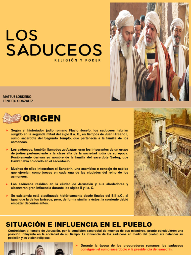 LOS SADUCEOS PRESENTACION | PDF | Fariseos | Dinastía asmonea