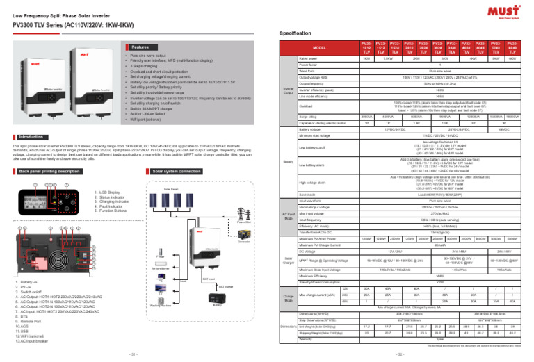 PV3300 TLV split phase solar inverter | PDF | Mains Electricity ...