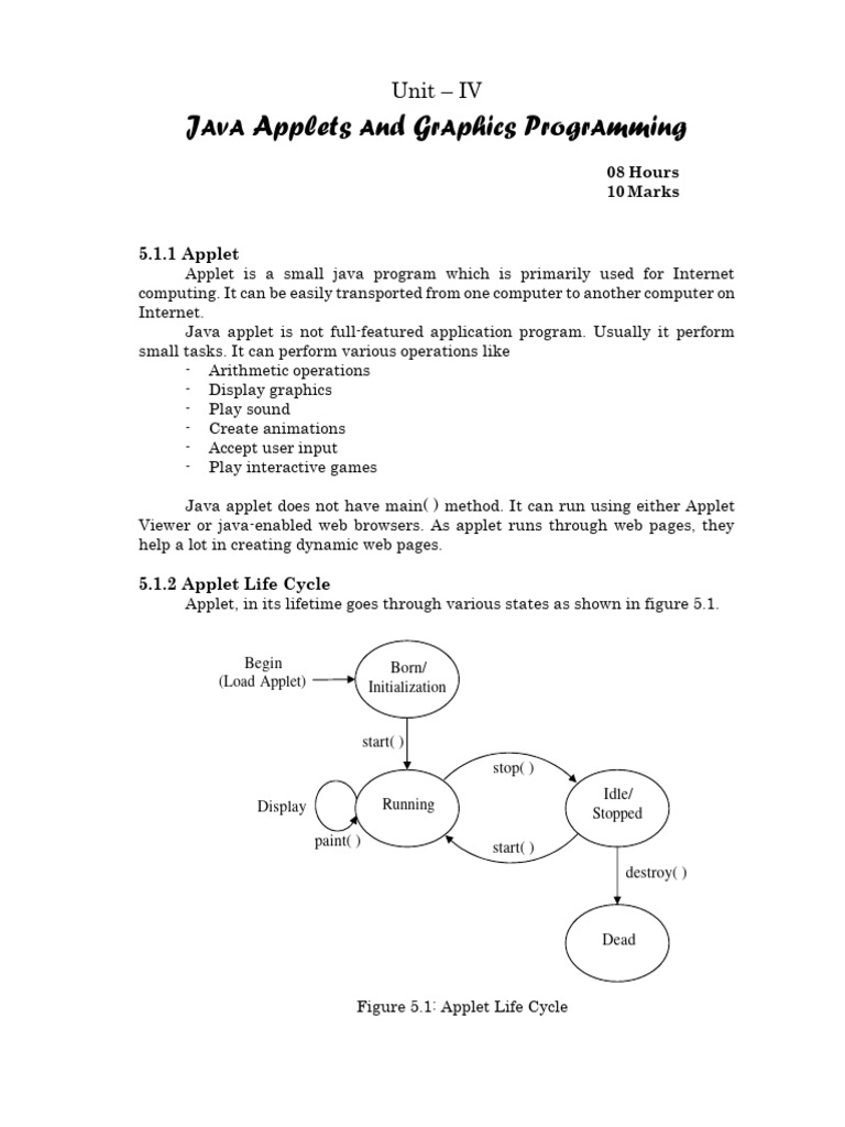 Unit V Java Applets and Graphics Programming Complete | PDF | Html ... Unit V Java Applets and Graphics Programming Complete | PDF | Html ...