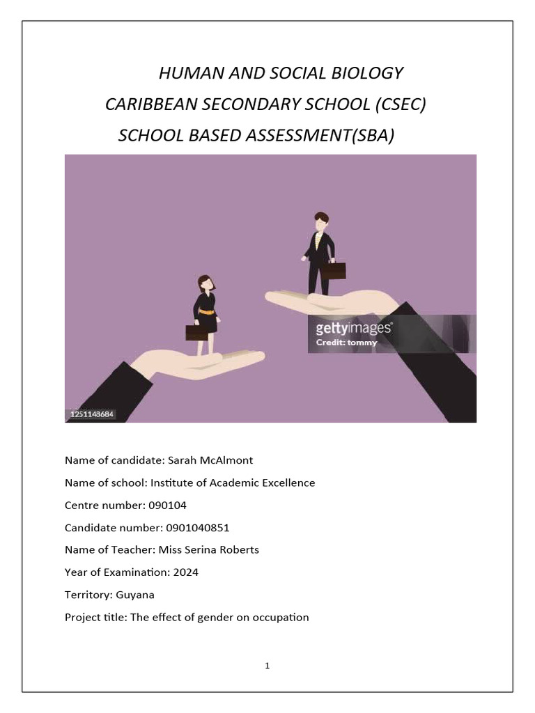 Human and Social Biology Sba (1) (1) - 1 | PDF | Gender | Gender Studies