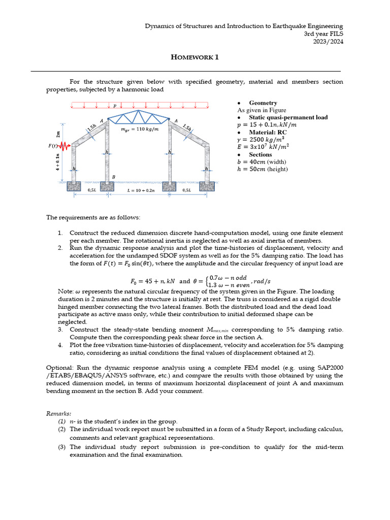 HW1 Dyn&EE | PDF | Motion (Physics) | Physical Quantities