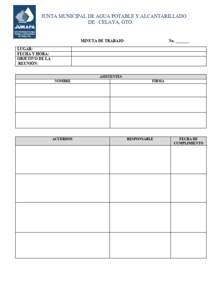 MINUTA DE TRABAJO (Machote-Actualizado) | PDF