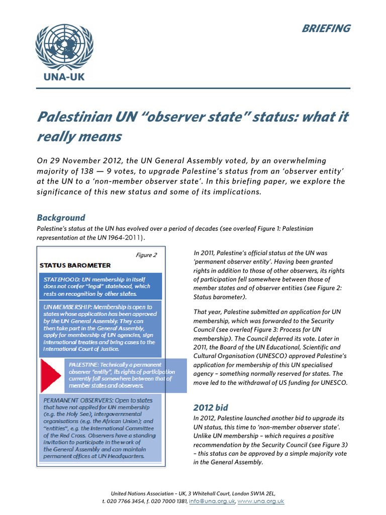 UNA-UK Briefing - Palestinian UN 'Observer State' Status - January 2013 ...